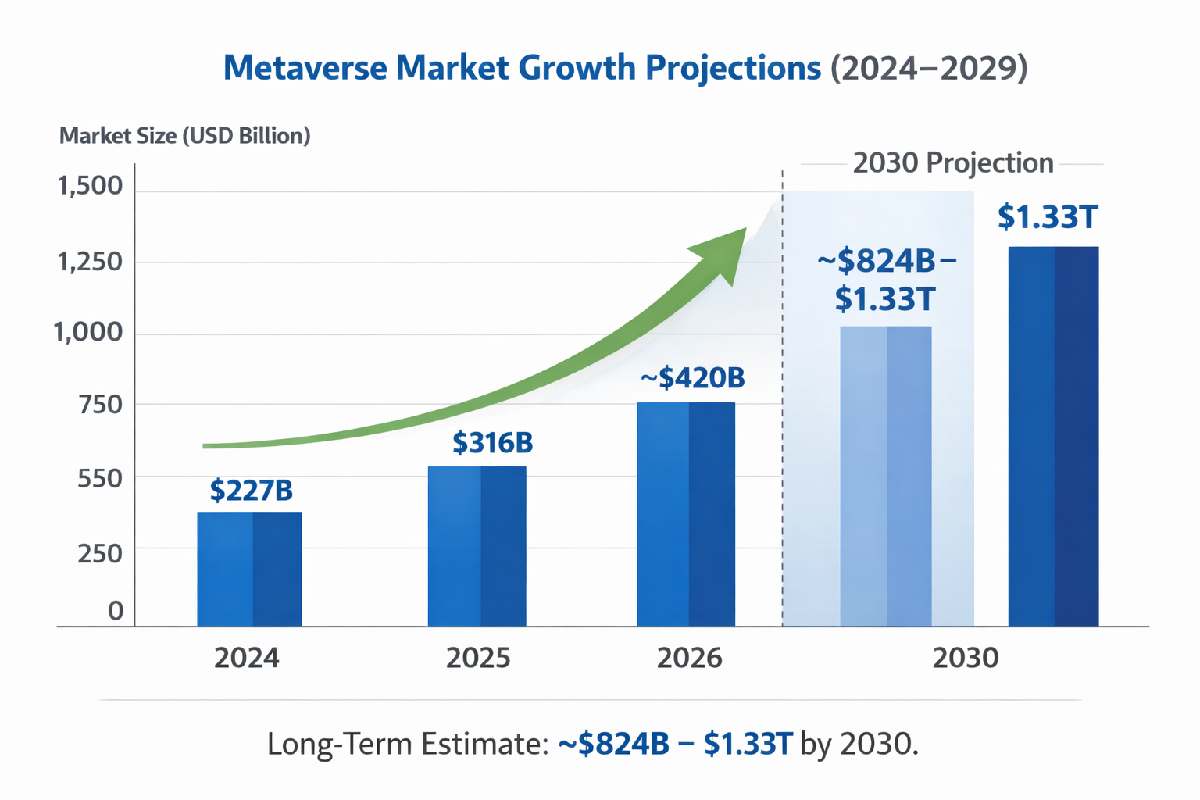 What Is Metaverse market growth projections graph